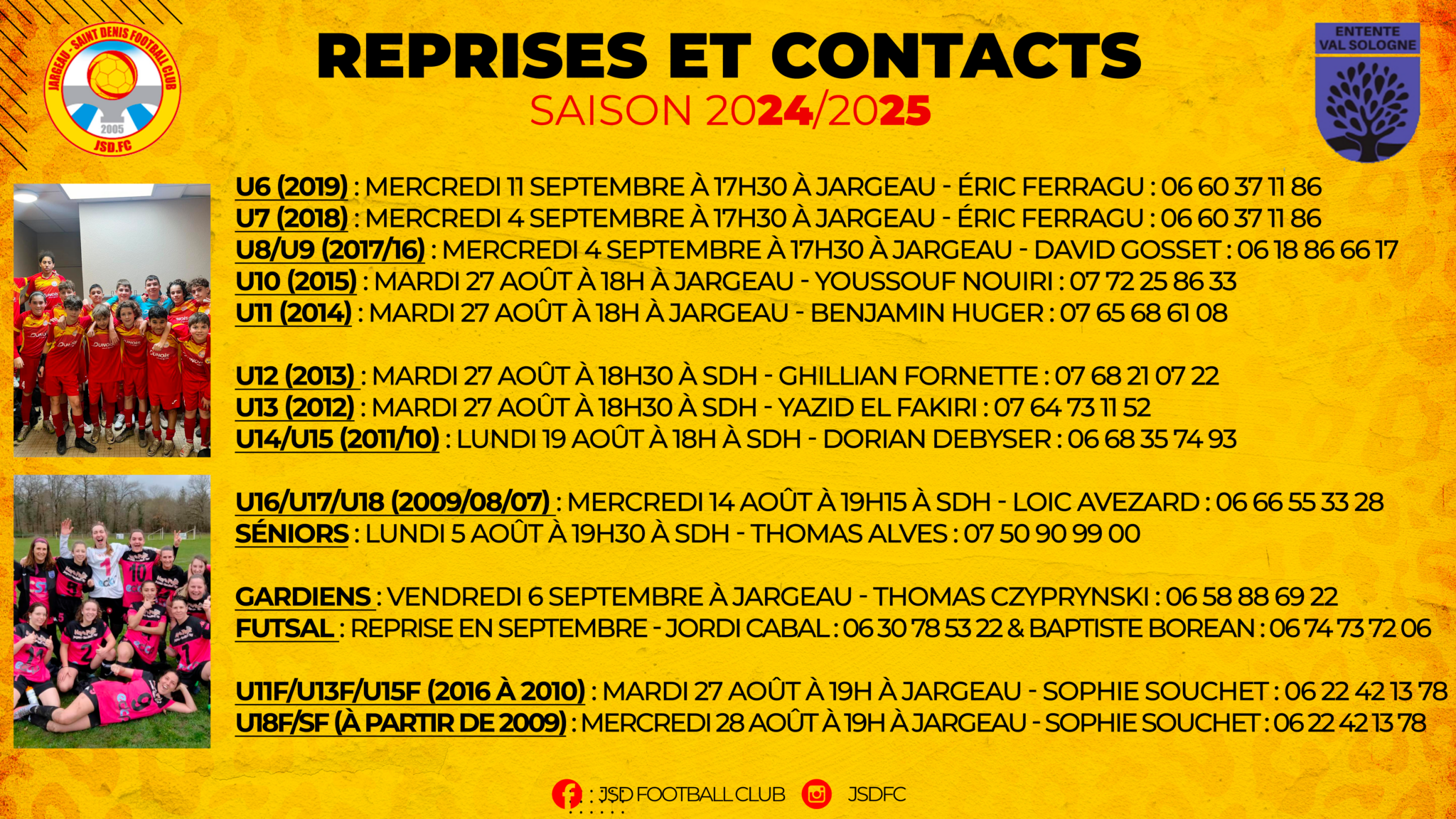 Les dates de reprise des entraînements pour la saison 2024-2025 – JSD ...